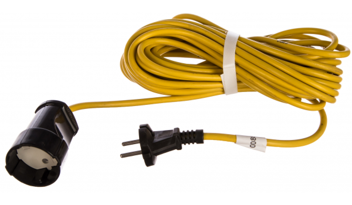 Удлинитель шнур силовой СОЮЗ без заземления, провод ПВС 2х0.75 желтый, 1 штепсельное гнездо, 10м, 48832 / электрика