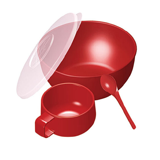 Набор посуды для пикника на 1 персону в миске 1л , пластиковый - компактный дорожный набор.