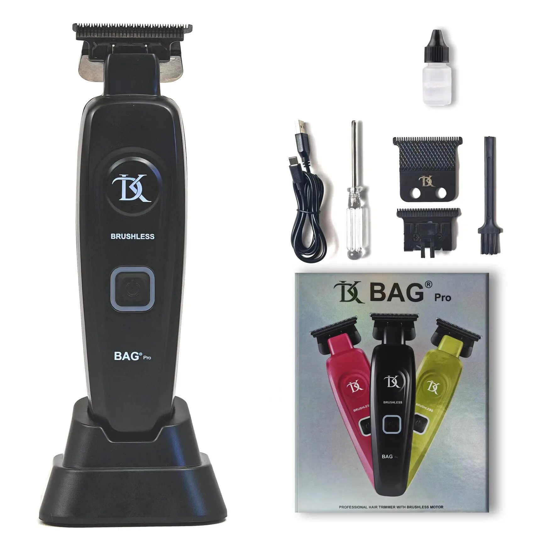 Профессиональная машинка для стрижки волос TK BAG Pro, черная