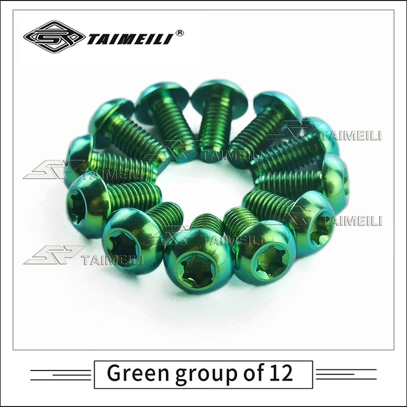 12 шт. титановые болты M5*10 мм TAIMEILI для тормозного диска велосипеда зеленый
