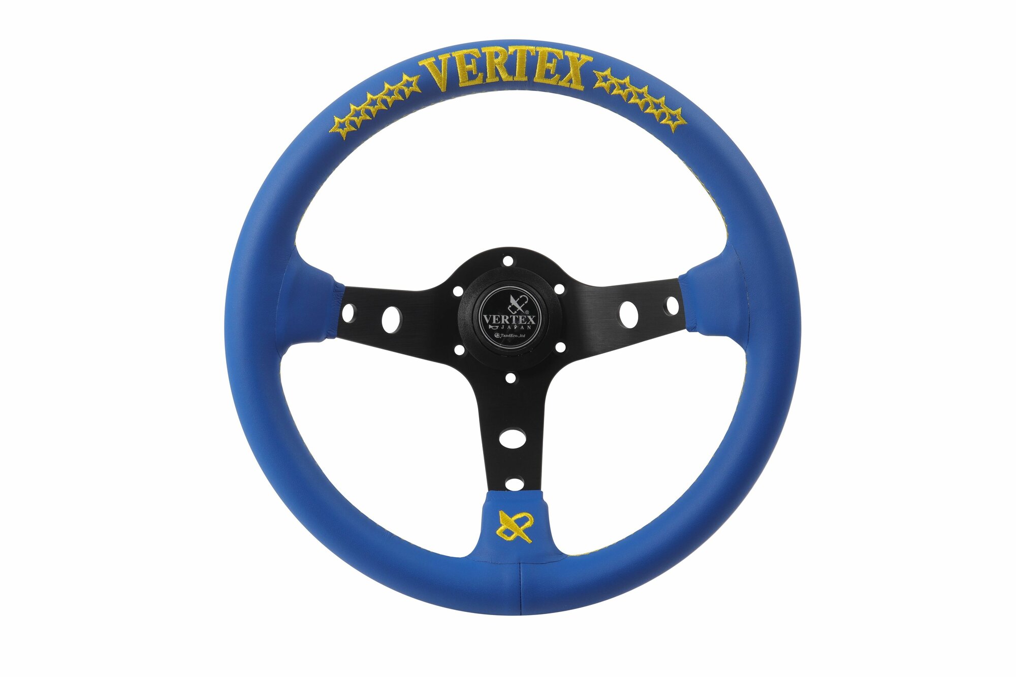 Гоночный руль с вылетом кожа vertex stars blue 330 мм