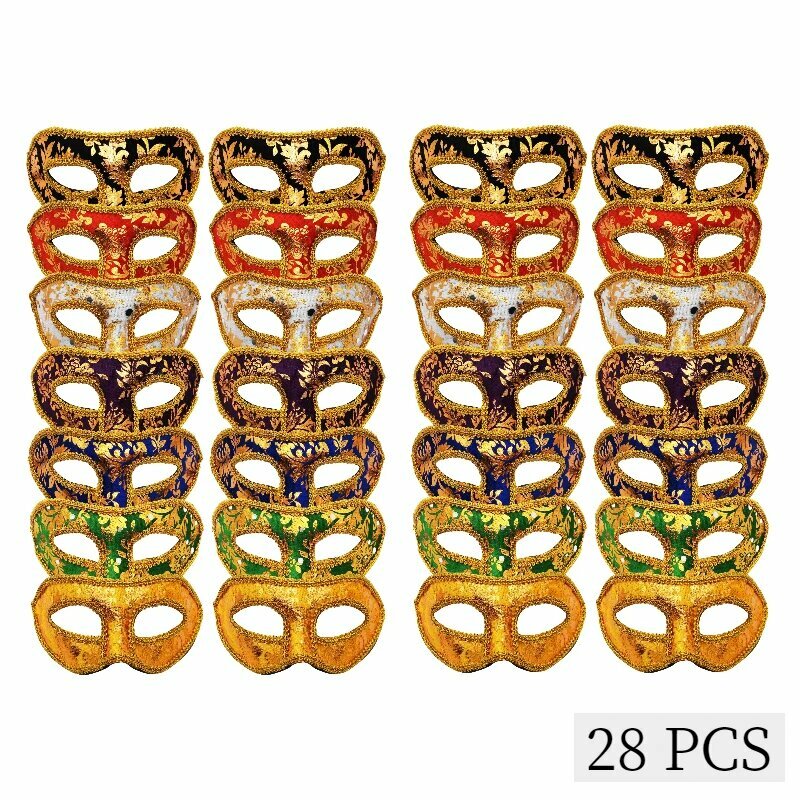 Карнавальные маски ПВХ 7/14/28 шт, 7 цветов 28 Pcs