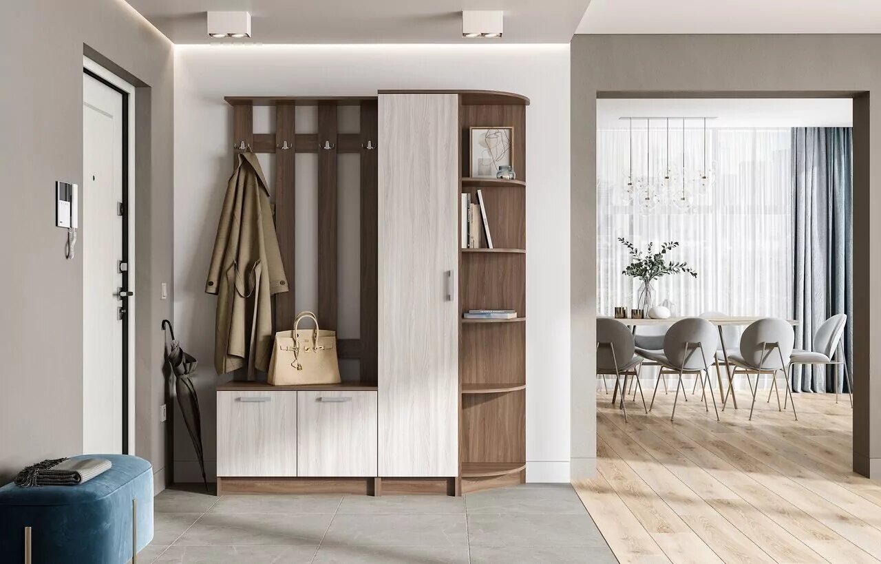 Прихожая «Машенька» 1500мм (Шимо темный/Шимо светлый) 158х38х202