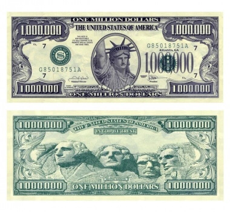 1000000 долларов 2001 США, сувенирная бона, сувенирная копия, банкноты и купюры редкие коллекционные