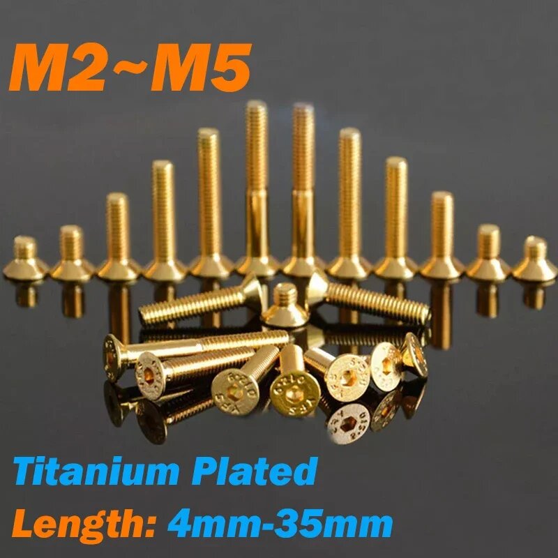 Винты с шестигранной головкой DIN7991 титановые золотые M2 M2.5 M3 M4 M5 класс 12.9 M2.5-10Pcs, 6mm