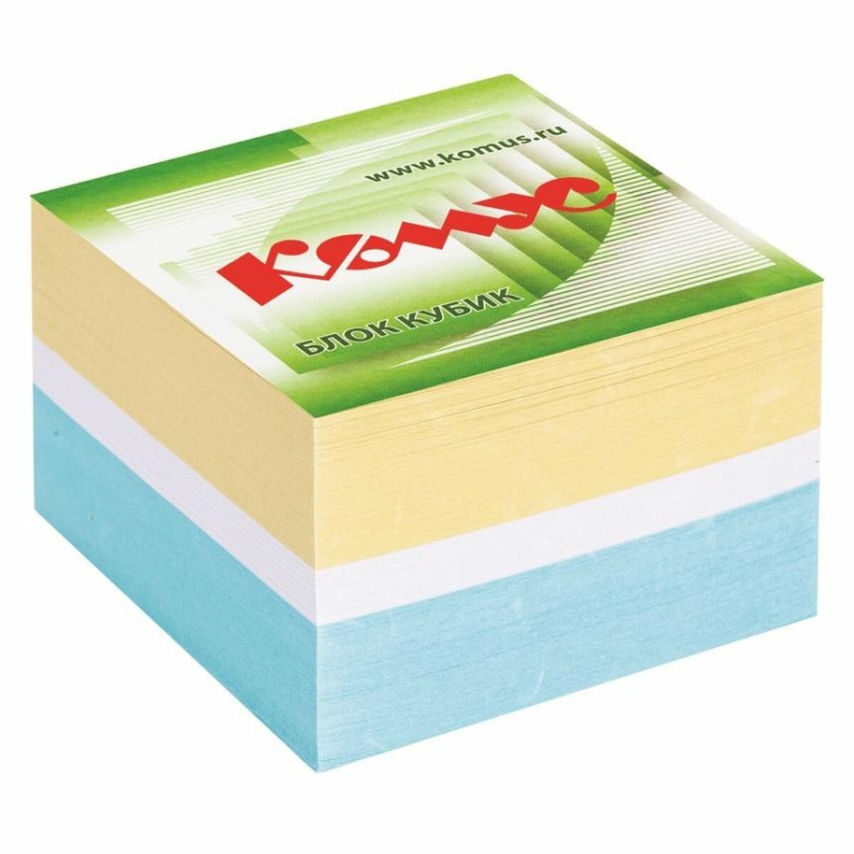 Блок-кубик для записей Комус, 90x90x50мм, разноцветный проклеенный, 80 г/кв. м (154940)