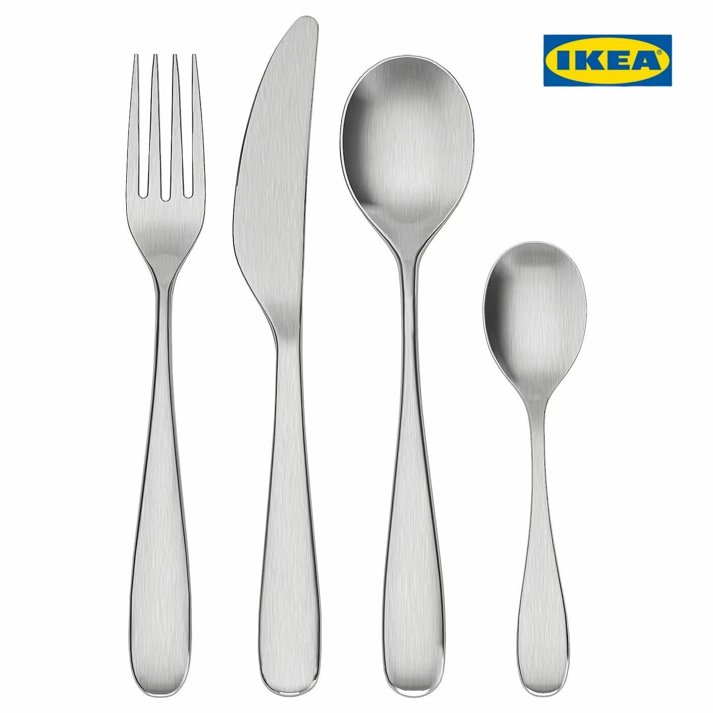 IKEA Набор металлических столовых приборов из 24 предметов, нержавеющая сталь