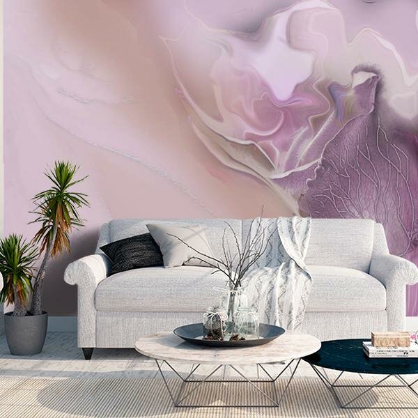 Фотообои Флюид Арт нежно розовый 13-037-S-Флок 270 x 200 см (ВхШ) Бесшовные, флизелиновые, влагостойкие обои MasterFresok