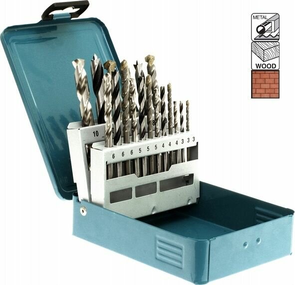 Набор сверл универсальный (бетон, металл, дерево) 18 шт. Makita D-46202