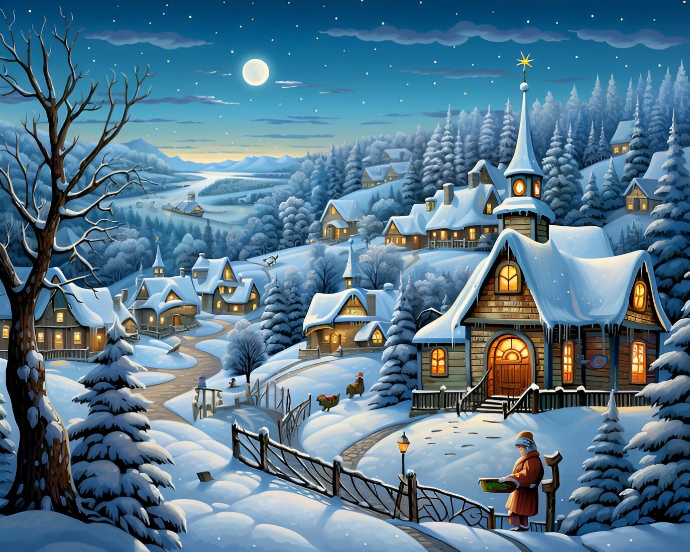 Картина по номерам на подрамнике 40*50 см "Зимняя сказка"