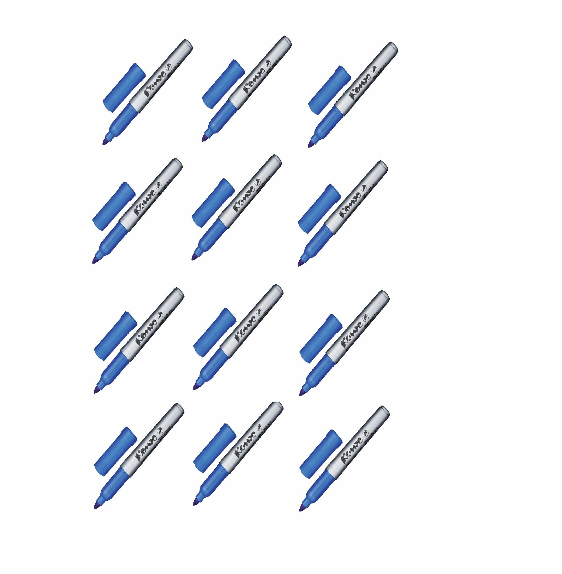 Комус Маркер перманентный, синий, 1-4мм, круглый наконечник, 12 уп