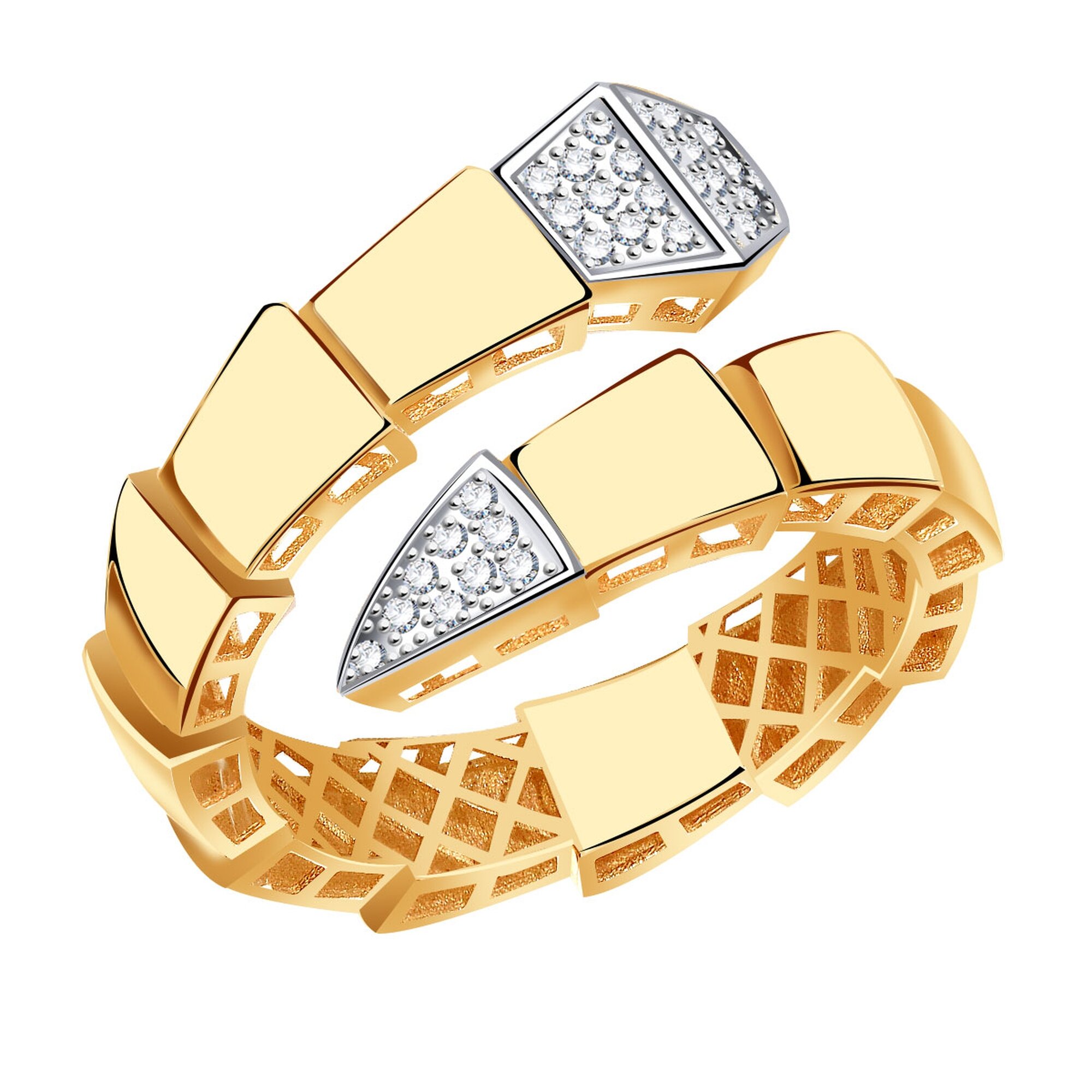 Кольцо, красное золото, 585 проба, фианит