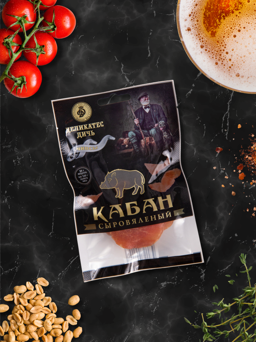 Чипсы из мяса Кабана в подарочной упаковке 35г Деликатес Дичь