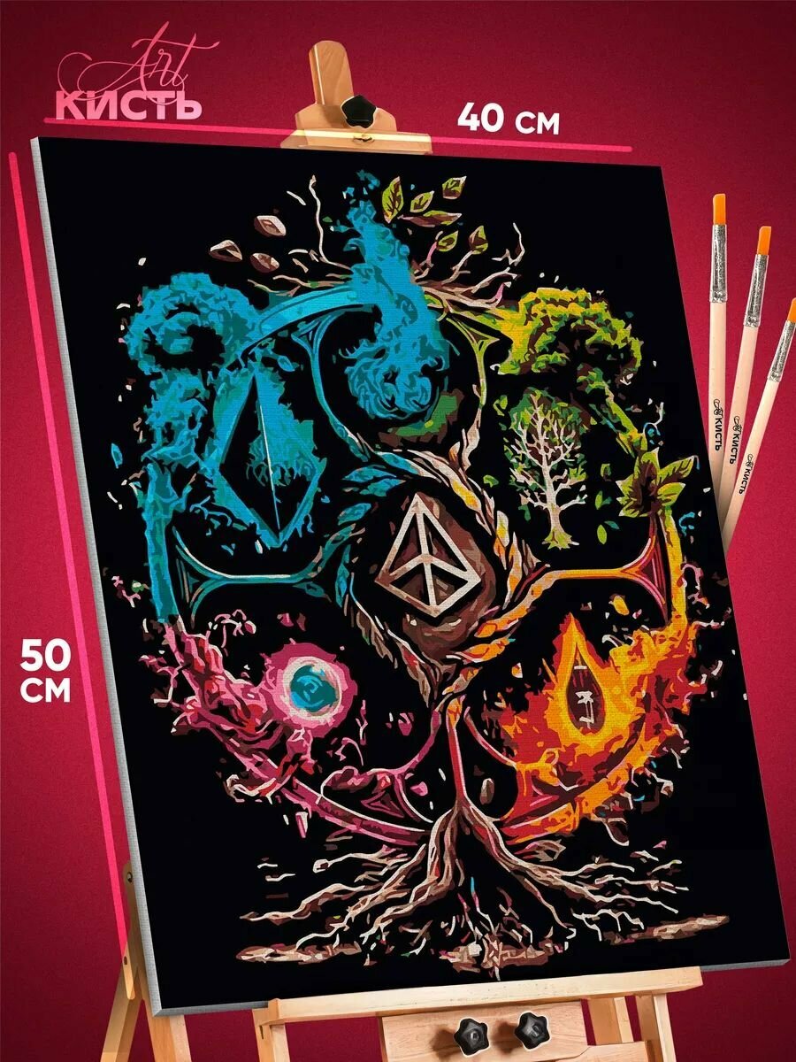 Картина по номерам на холсте с подрамником 40х50 Абстракция 4 Стихии