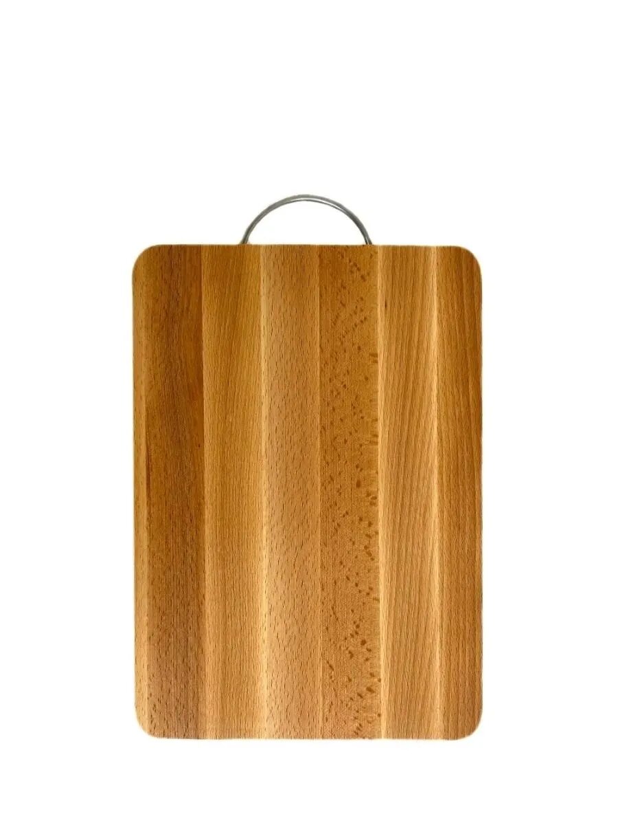 Разделочная доска Хозяюшка, с металлической ручкой, прямоугольная, 30x22 см, массив бука
