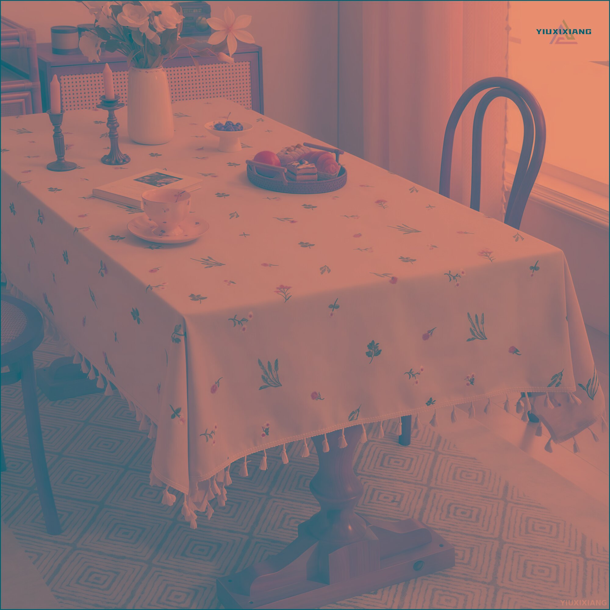 Эксклюзивная льняная скатерть 233 Lavender Linen B 135х135 см выполнена в жаккардовом стиле