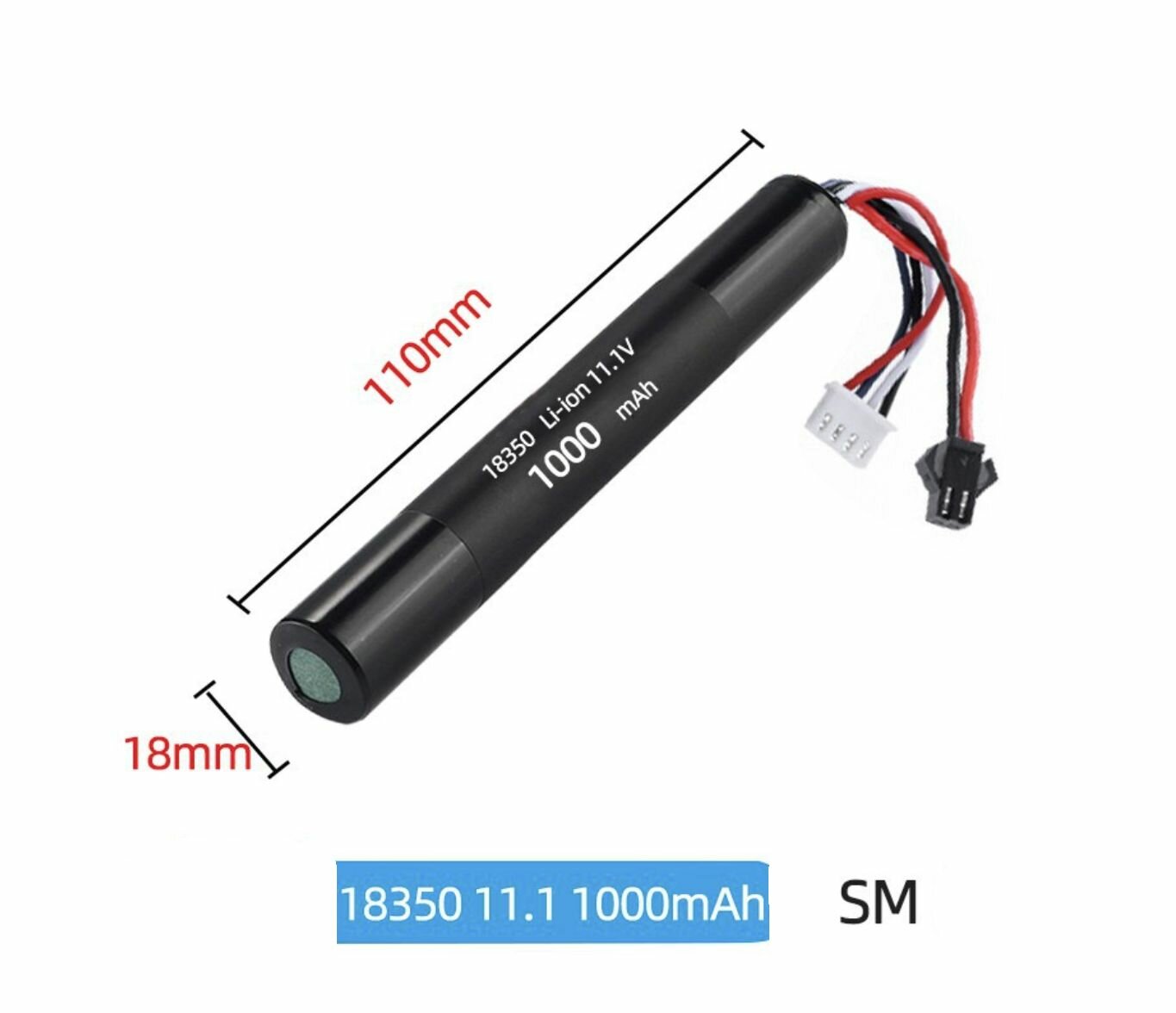 Аккумулятор Soshine Li-Po 11.1V для орбиз пистолетов и автоматов 4х пиновый, 1000mah, SM-2P/XH-4P, 11х1,8см