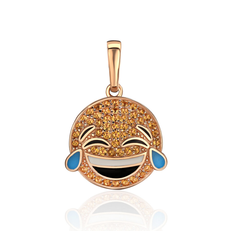 Подвеска, красное золото, 585 проба, цитрин, эмаль