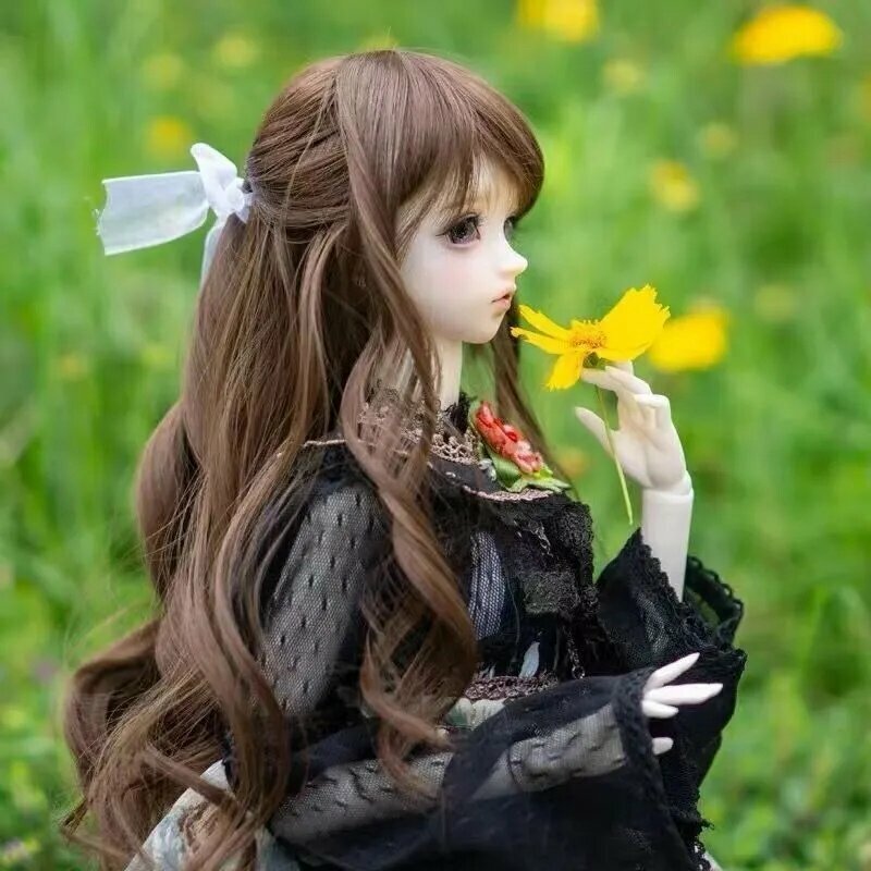 Парик для кукол BJD, длинные вьющиеся волосы, коричневый, подходит для кукол BJD 1/6, размер головы 15,5-17 см