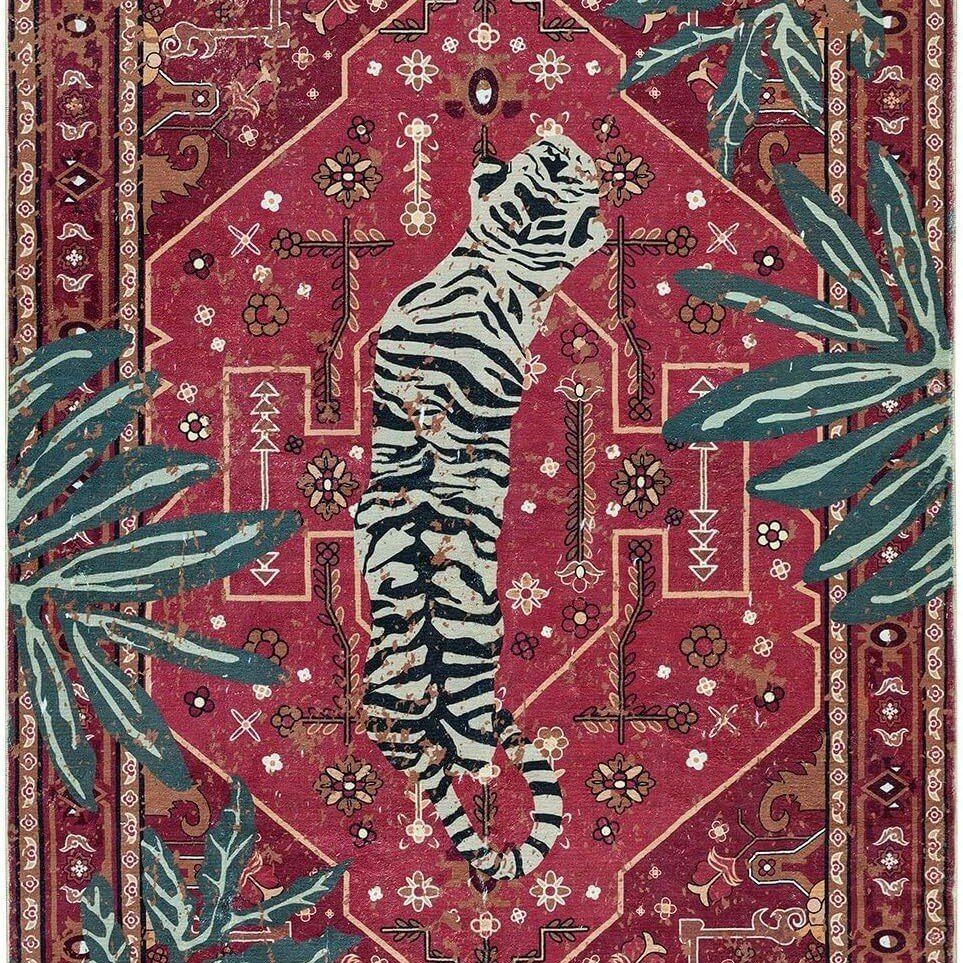 Бордовый、Jungle, ковер из тигра, оверсайз 1.8м*2.8м (горячая распродажа)