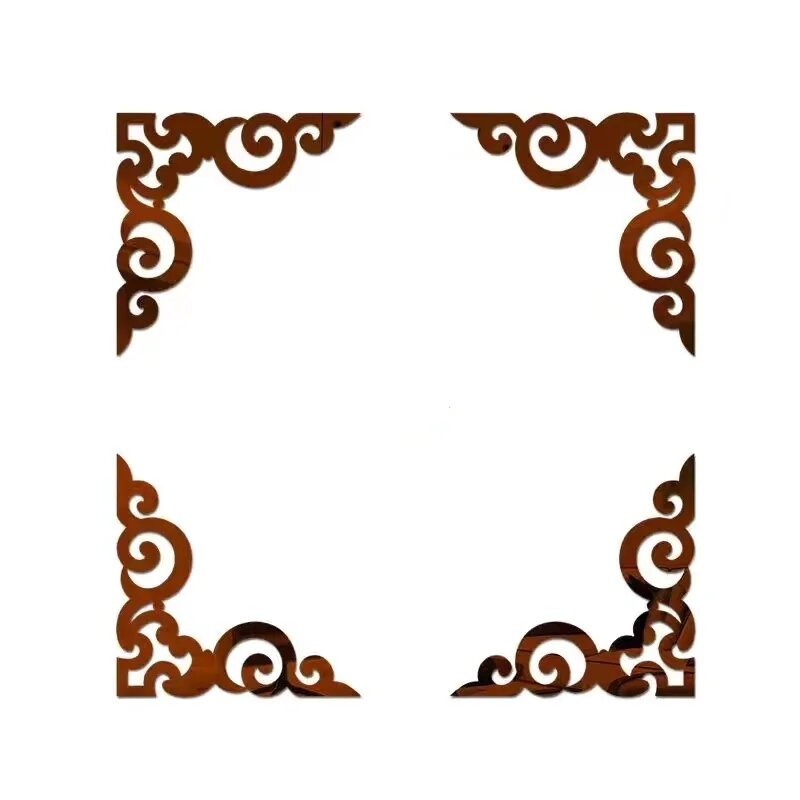 Зеркальные настенные наклейки 4 шт. Коричневый, 10cmx10cm, A Brown-4pcs