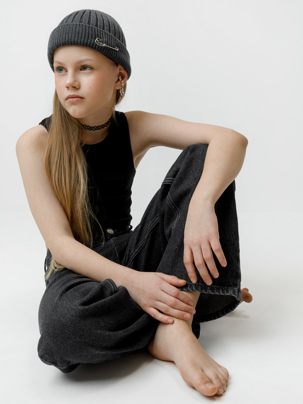 Майка кроп трикотажный топ в рубчик для девочки