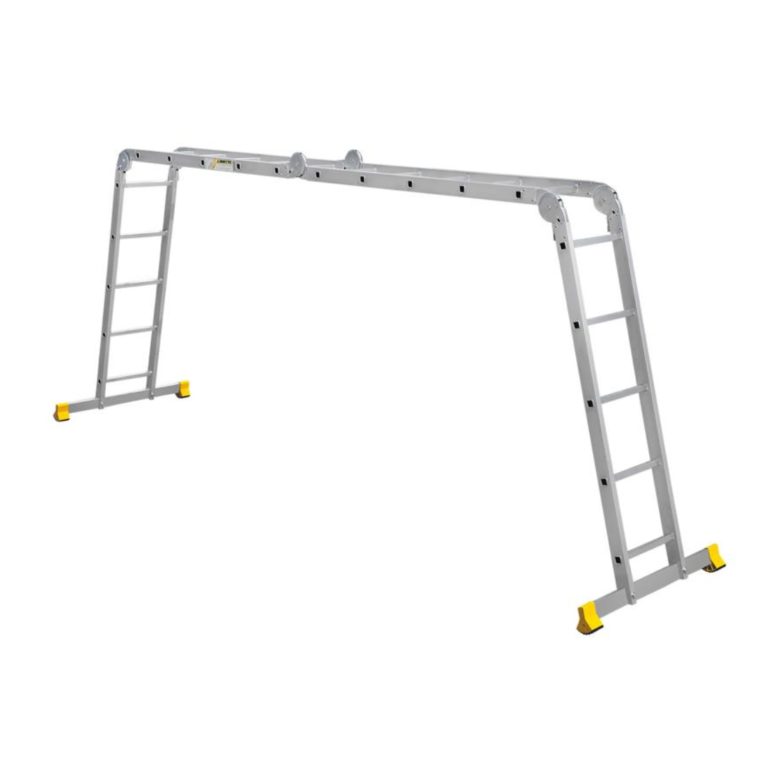 Лестница Алюмет Серия Т4 Т 455, 4 секции по 5 ступеней, нагрузка до 150 кг, желтый/серебристый