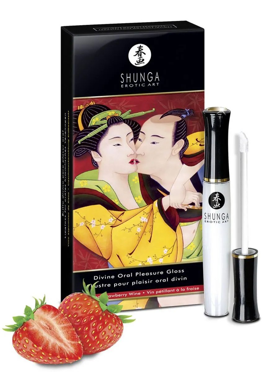 1058 Shunga Divine Oral Pleasure Sparkling Strawberry Wine, 10 мл. Возбуждающий блеск с ароматом клубника и шампанское