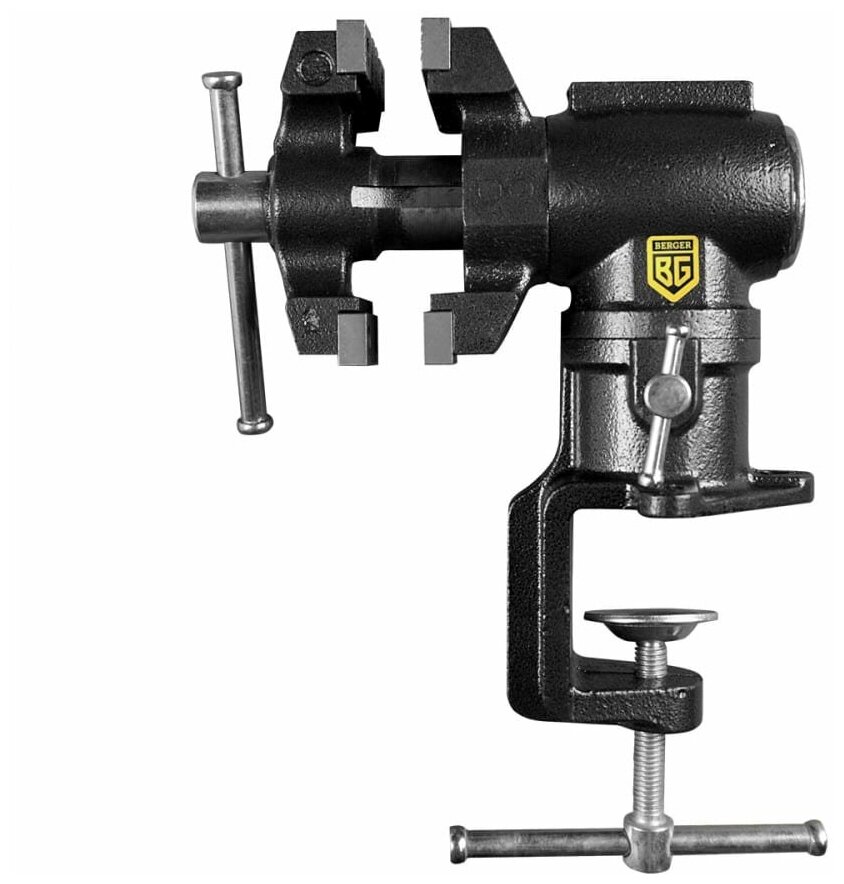 Тиски чугунные многофункциональные со струбциной Berger BG форсети 63мм BG1341 надежной конструкции