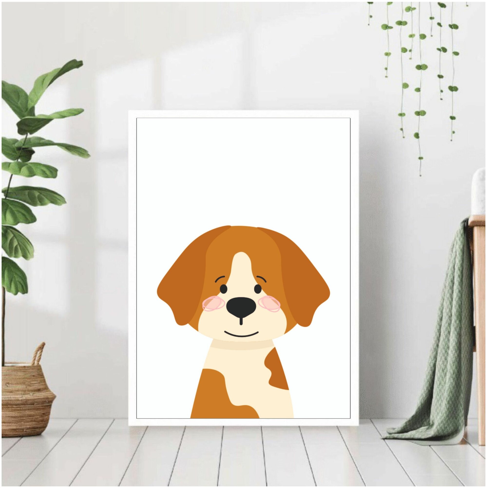 Постер "Щенок для детской комнаты" 40x50 в белой рамке для интерьера на стену