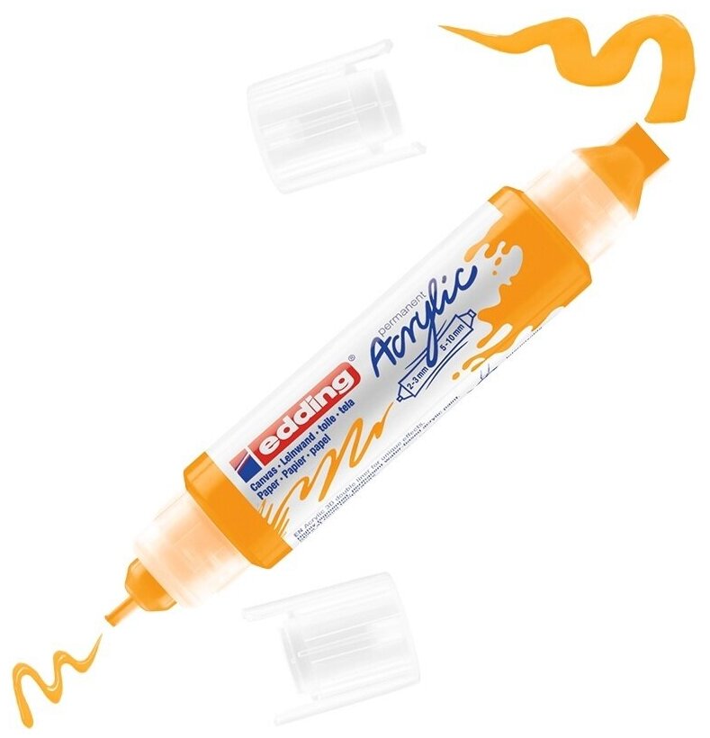 Маркер-аппликатор акриловый edding 5400, двусторонний, 3D, наконечники 2-3 мм и 5-10 мм Солнечный желтый