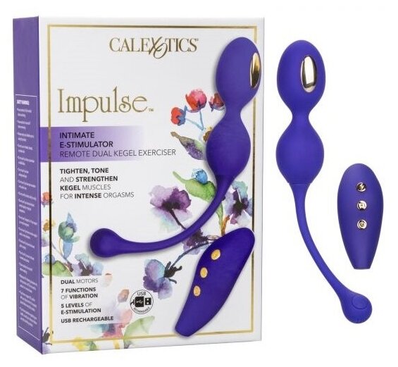 Вагинальные шарики с вибрацией и электростимуляцией Impulse EStimulator Dual Kegel, фиолетовый