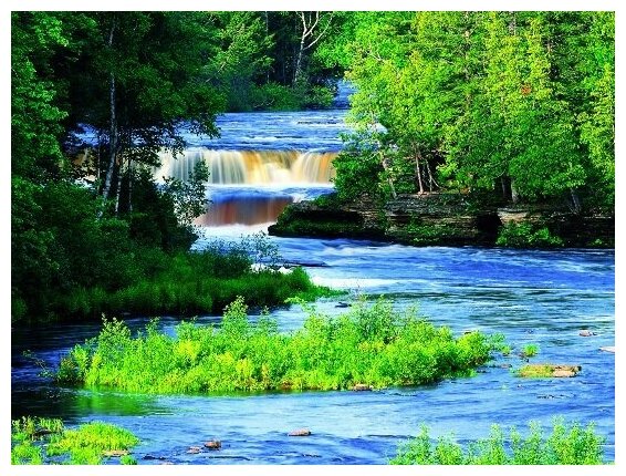 Алмазная вышивка Яркие Грани "Речные пороги", размер 67х50 см, (266х200 кристаллов), 56 цветов