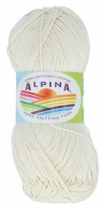 Пряжа Alpina "SATI" 10 шт. по 50 г 100% мерсеризованный хлопок 170 м №037 молочный
