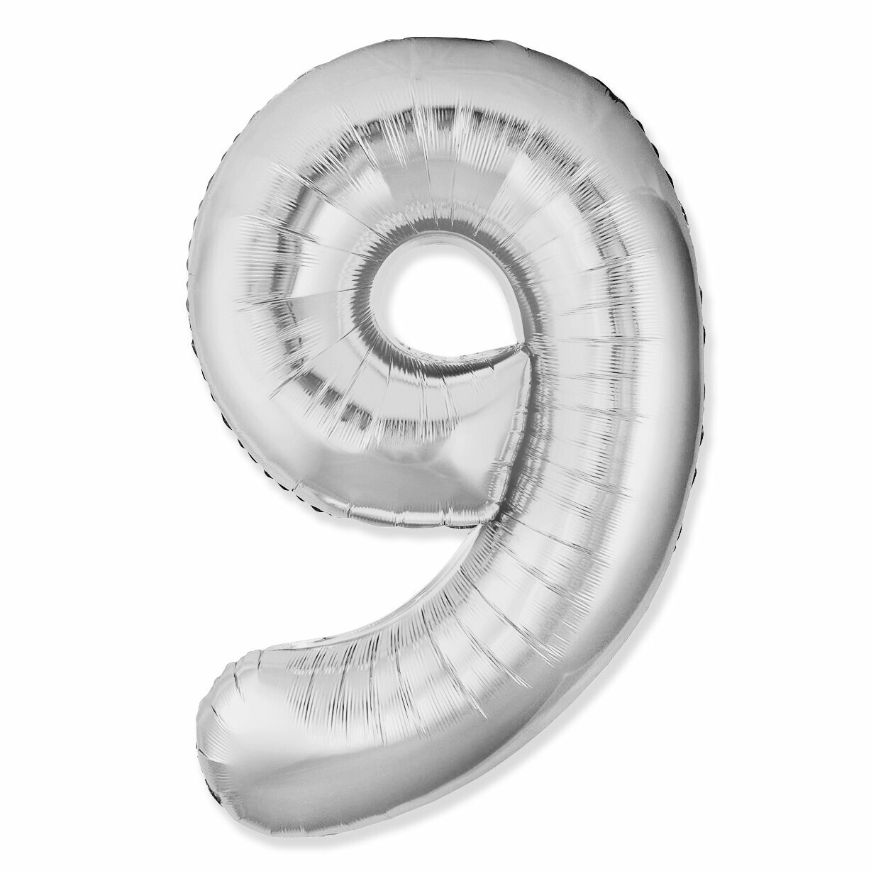 Шар (40'/102 см) Цифра, 9 Slim, Серебро, 1 шт.