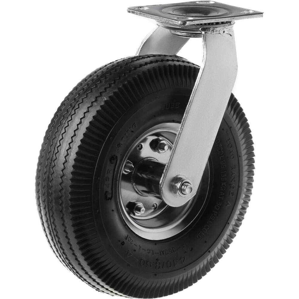 Пневматическое колесо поворотное (3.50-4, диаметр 266 мм, крепление - площадка) А5 PRS 85 1000055