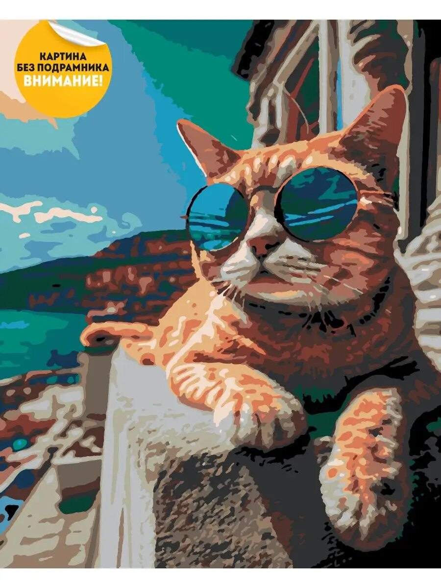 Картина по номерам Кот на Пляже