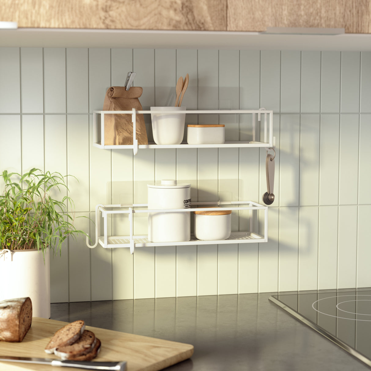 Набор из 2-х полок для ванной и кухни UMBRA Cubiko, белые