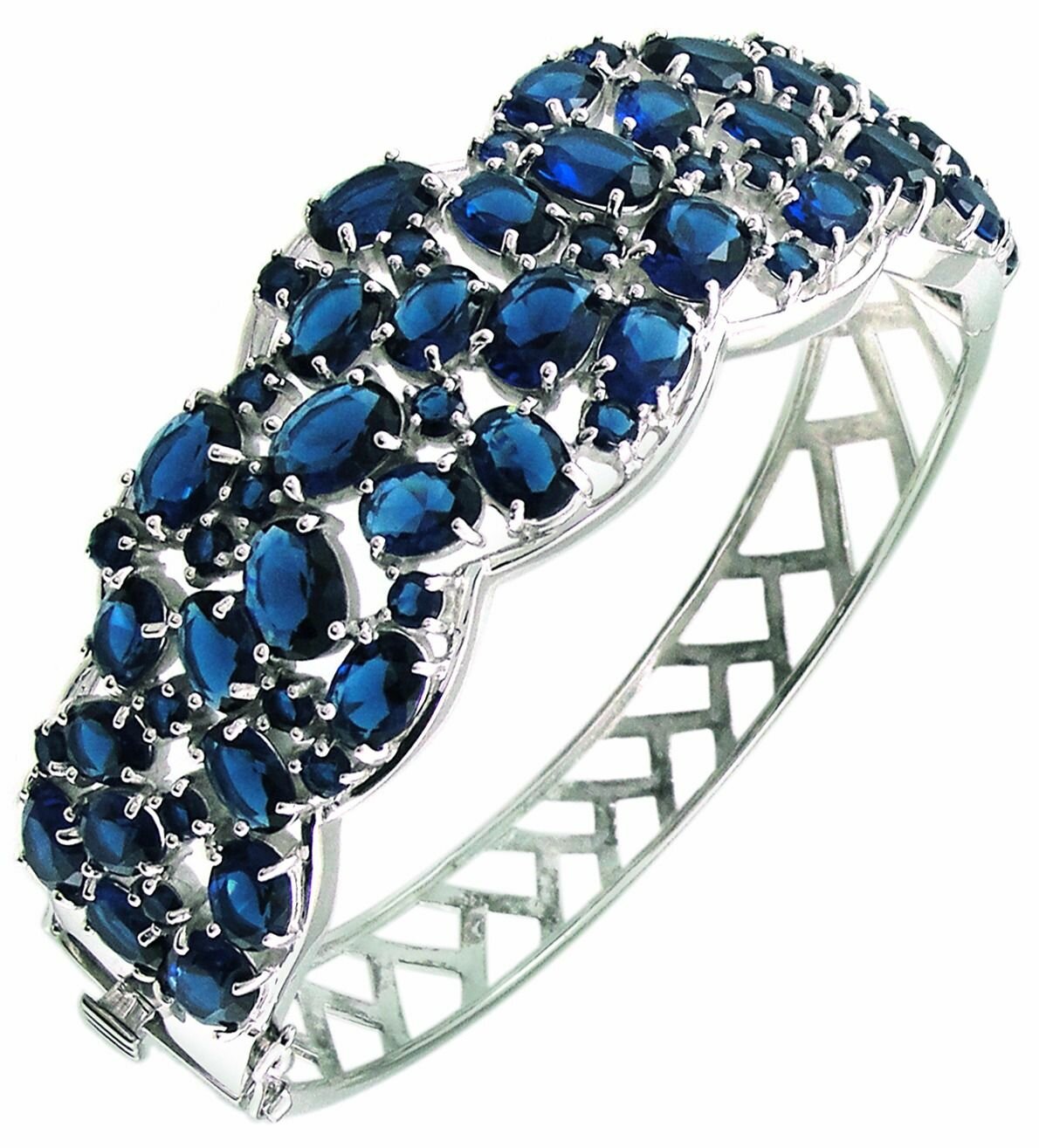 Браслет, серебро, 925 проба, родирование, сапфир синтетический