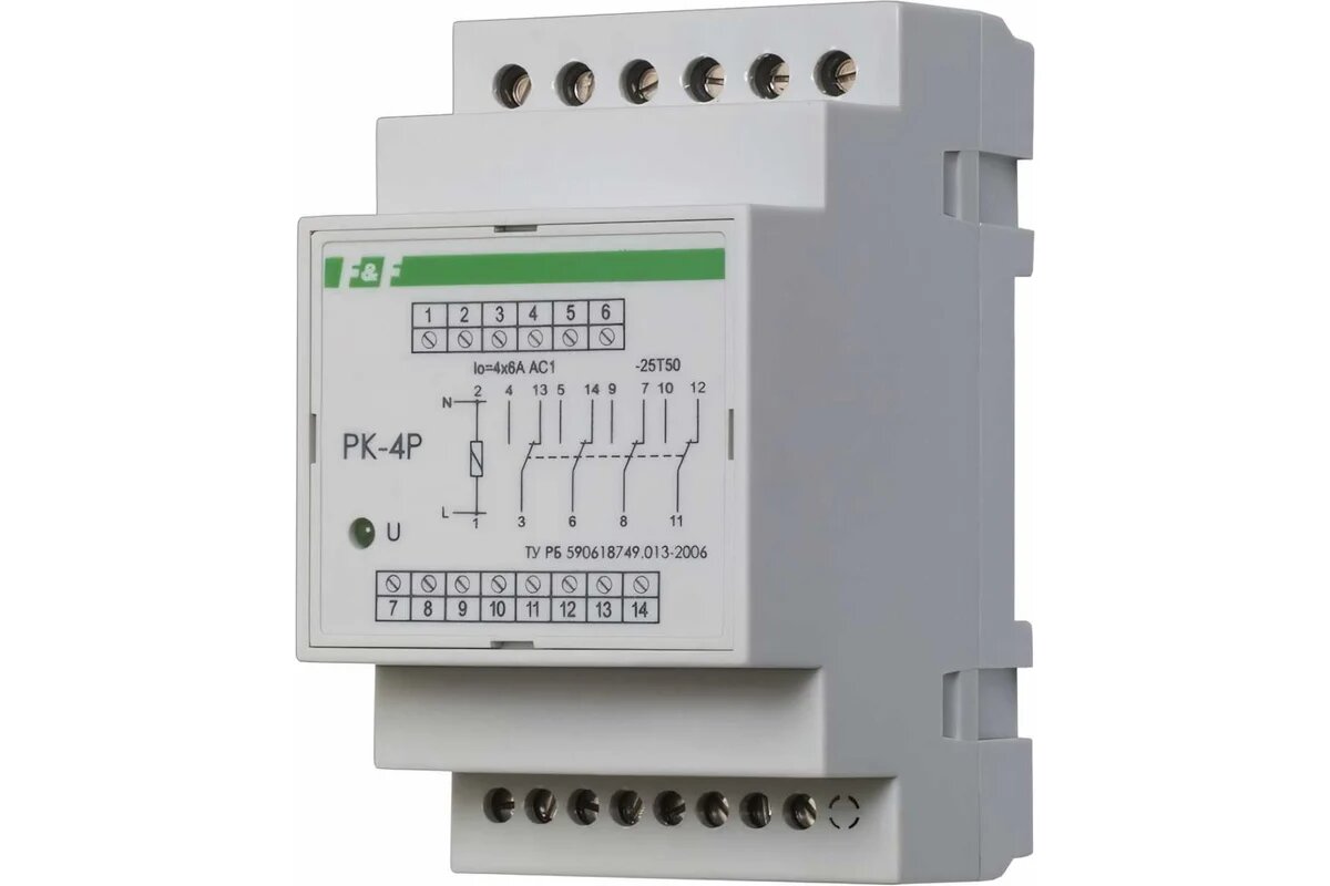 F&F Промежуточное реле PK-4P Un220V EA06.001.026 для управления цепями питания 220 В