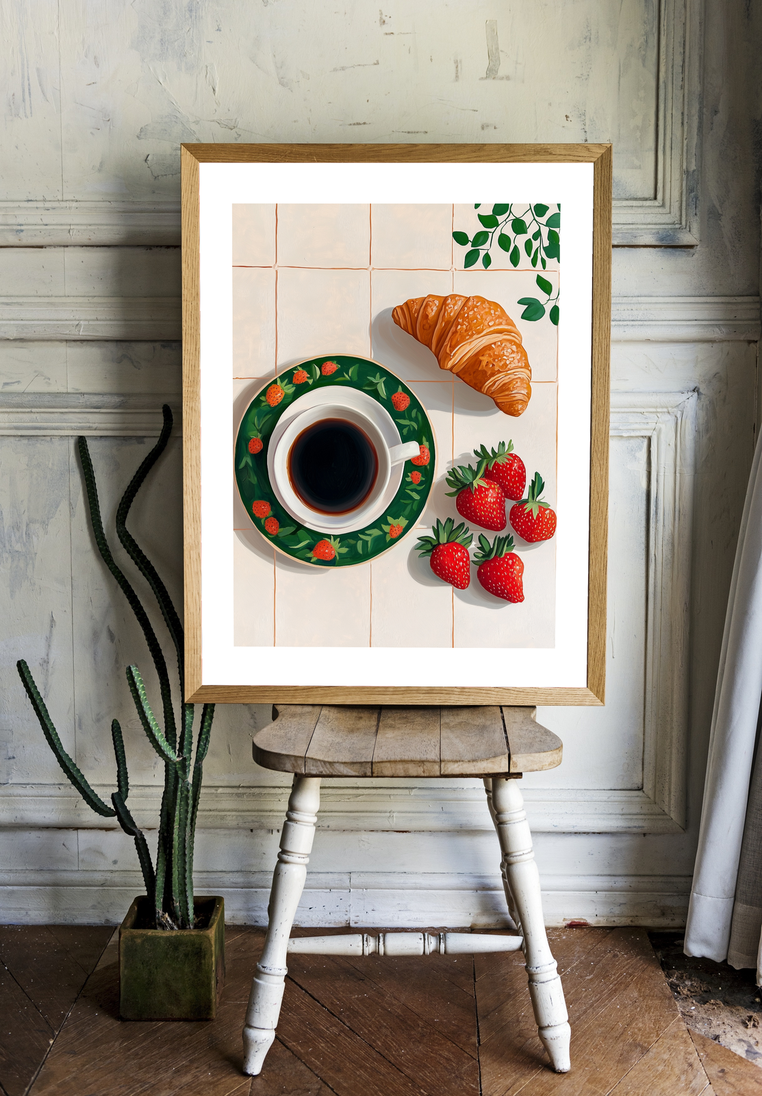 Постер "Кофе и круассан" 40x50 см в подарочном тубусе