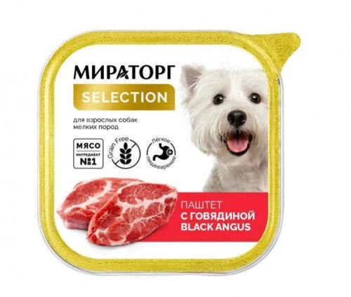 Корм влажный Мираторг Extra Meat Selection для взрослых собак мелких пород старше 1 года паштет с говядиной, 100 г