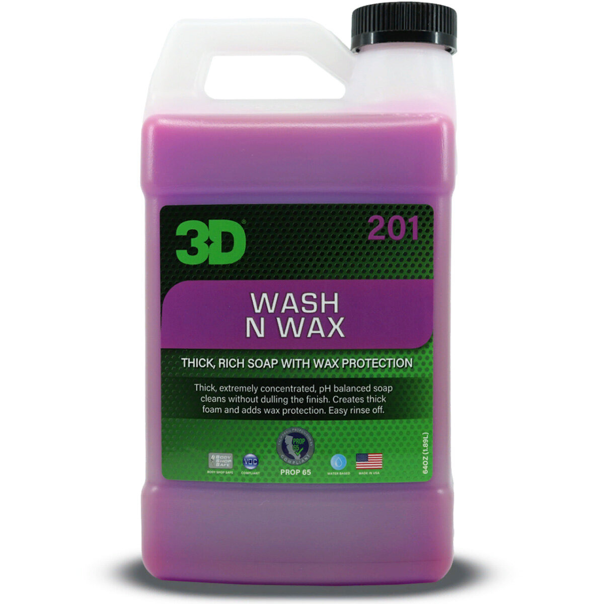 Автошампунь для ручной мойки 201 с воском Wash N Wax 3D (1,89л)