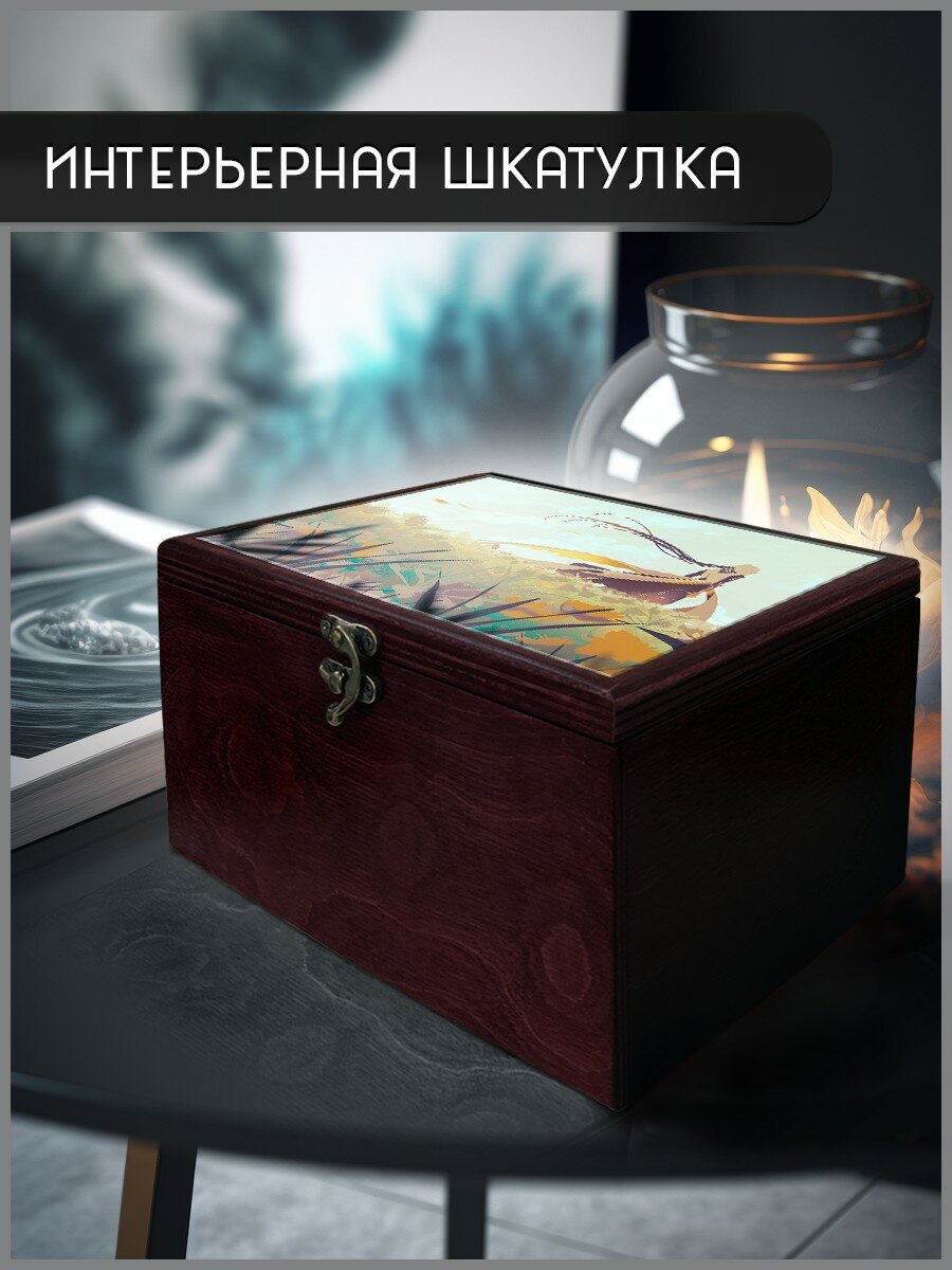 Шкатулка интерьерная вишня для украшений универсальная 22x17x12 см игра Genshin impact (Геншин импакт, Чжун Ли, Моракс, PC, PS, Xbox, Switch) - 2097
