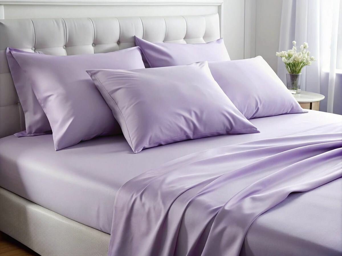 Постельное бельё тенсель семейное - М - 60S 4247 Сирень