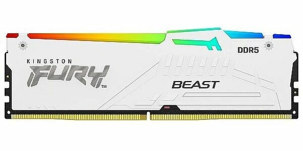 Модуль оперативной памяти Kingston Fury Память оперативная/ Kingston 16GB 5200MT/s DDR5 CL40 DIMM FURY Beast White RGB XMP