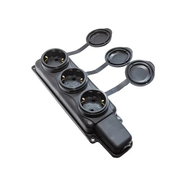 Колодка для удлинителя 3 розетки с заземлением 3680 Вт цвет черный