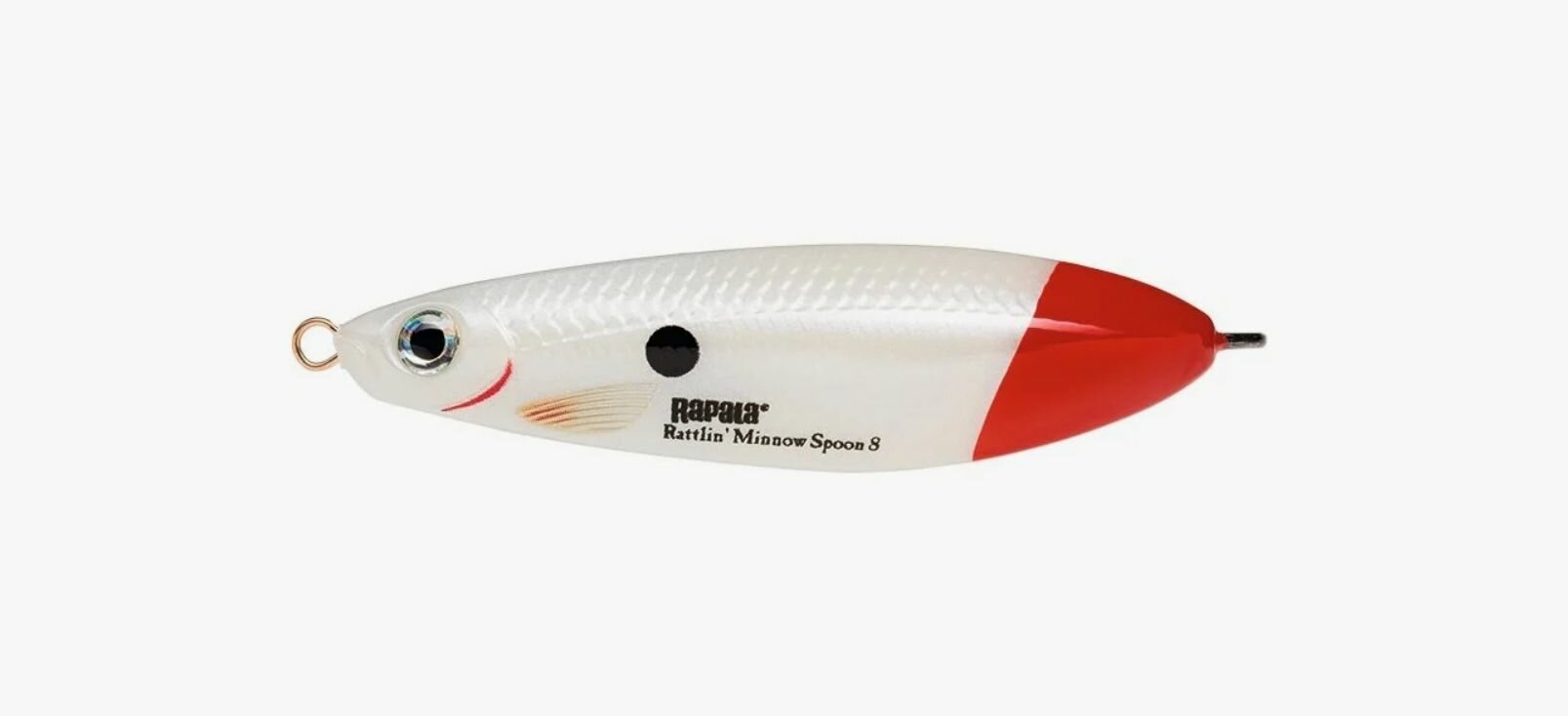 Блесна незацепляйка Rapala Minnow Rattlin Spoon 08 /PWRT, Арт. RMSR08-PWRT