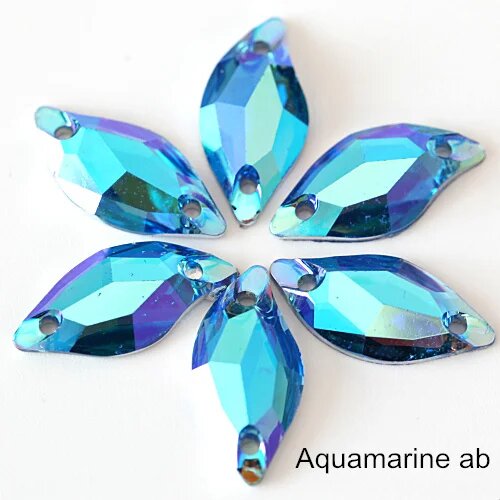 Стразы пришивные OLeeya, 9х20 мм, Aquamarine AB