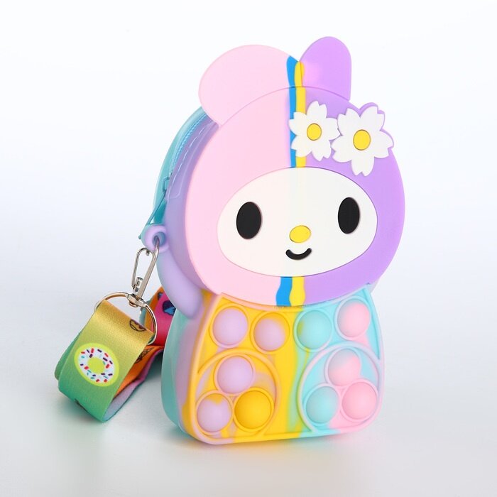 Детская сумка Выбражулька "Pop It", Зайка, для девочки, на молнии, разноцветная